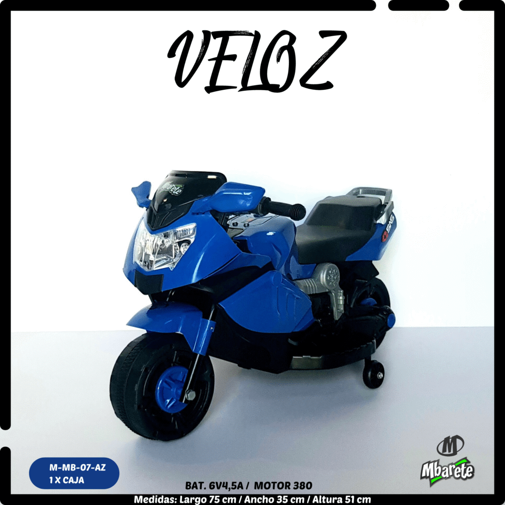 MOTO VELOZ 6V, 1 MOTOR Y MUSICA ( ASU )